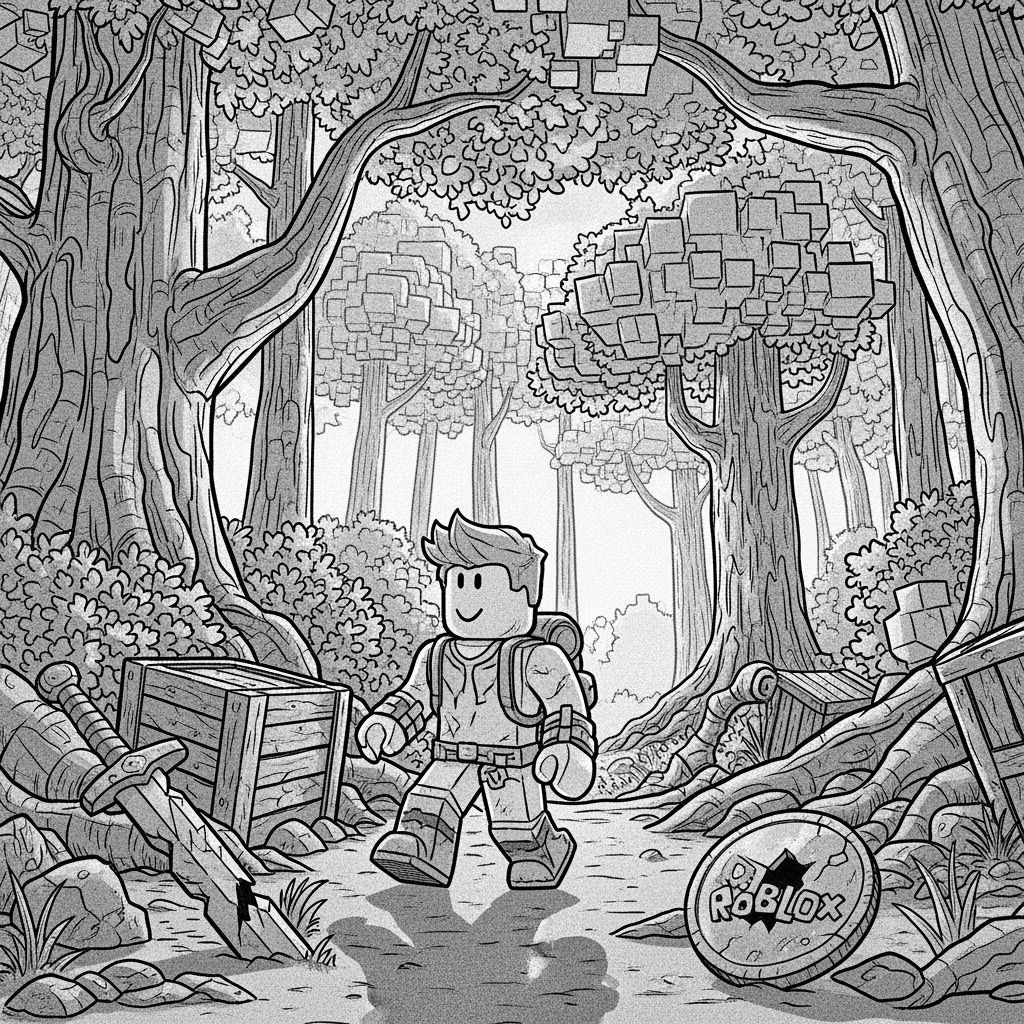 Roblox Character Exploring Forest in Sketched Styl... - AI Art