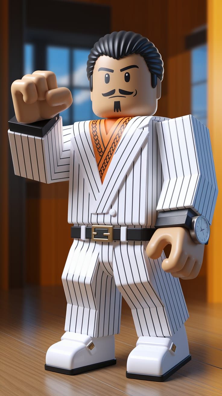 Gritty Yakuza Hero as Roblox Avatar in T Pose - AI Art
