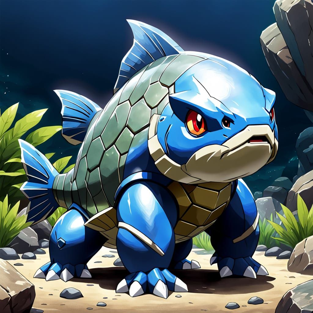 Majestic Rock-type Fakemon with Carp Inspiration - AI Art