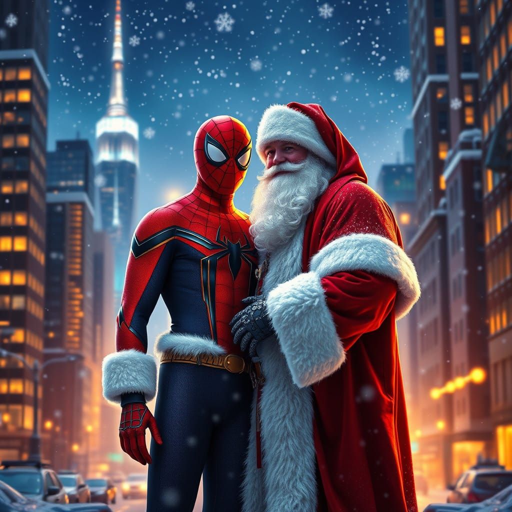 Spider-Man and Santa Claus are in Christmas