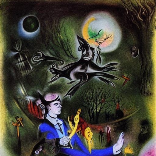 Surreal Vampire in Electromechanical Rabbit Attire - AI Art