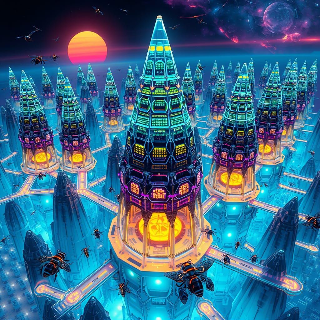 A Race Of intelligent Bees And Their Futuristic Beehive Metropolis