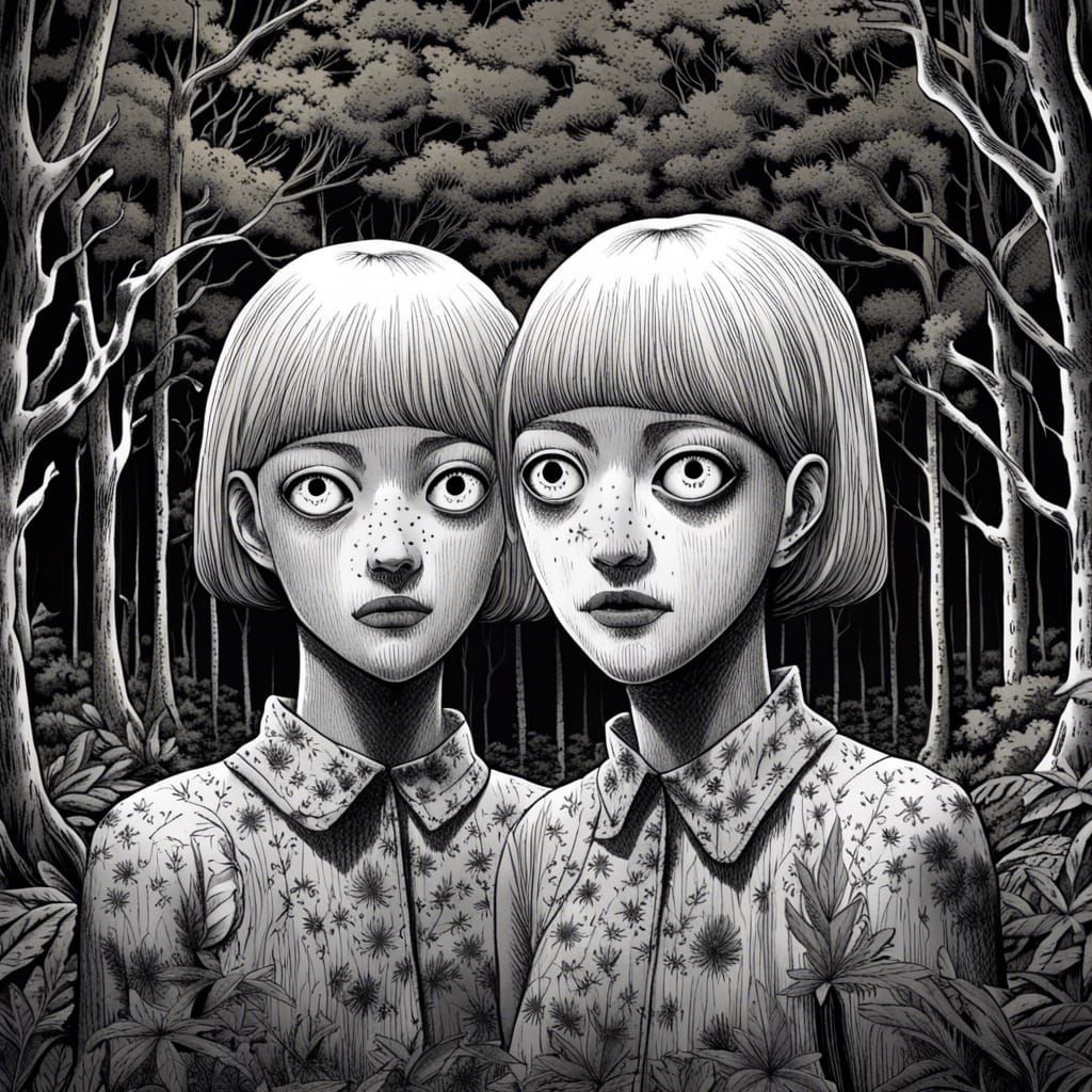 Twins in the forest - AI Generated Artwork - NightCafe Creator