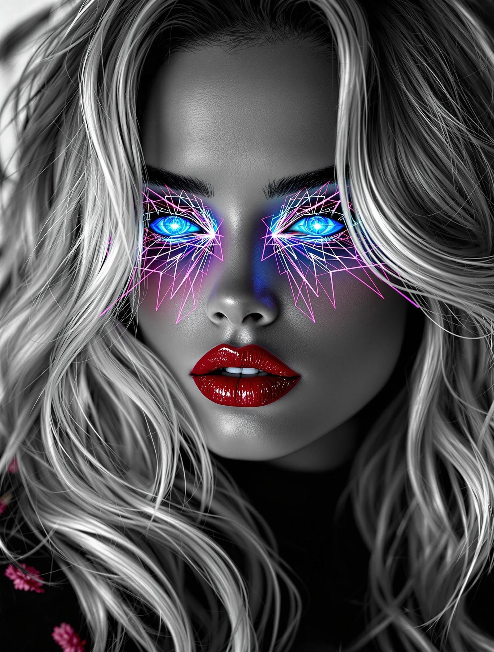 Inner light - Stunning Futuristic Portrait with Neon Blues a...