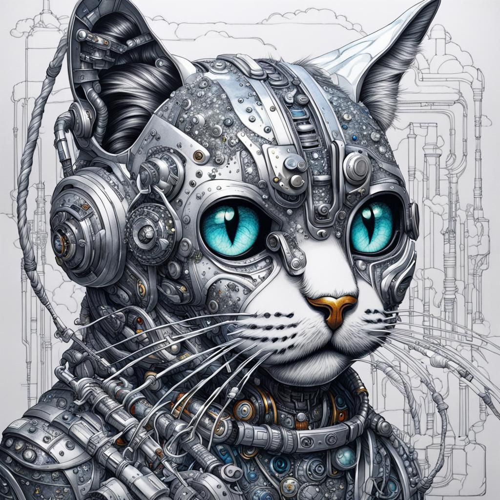 Furry cute cyborg cat - AI Generated Artwork - NightCafe Creator