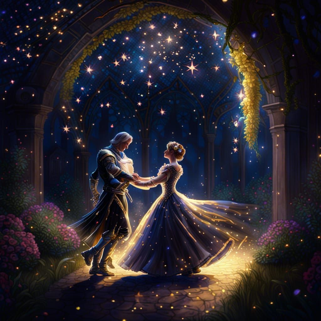 Dance in a starry Garden - AI Generated Artwork - NightCafe Creator