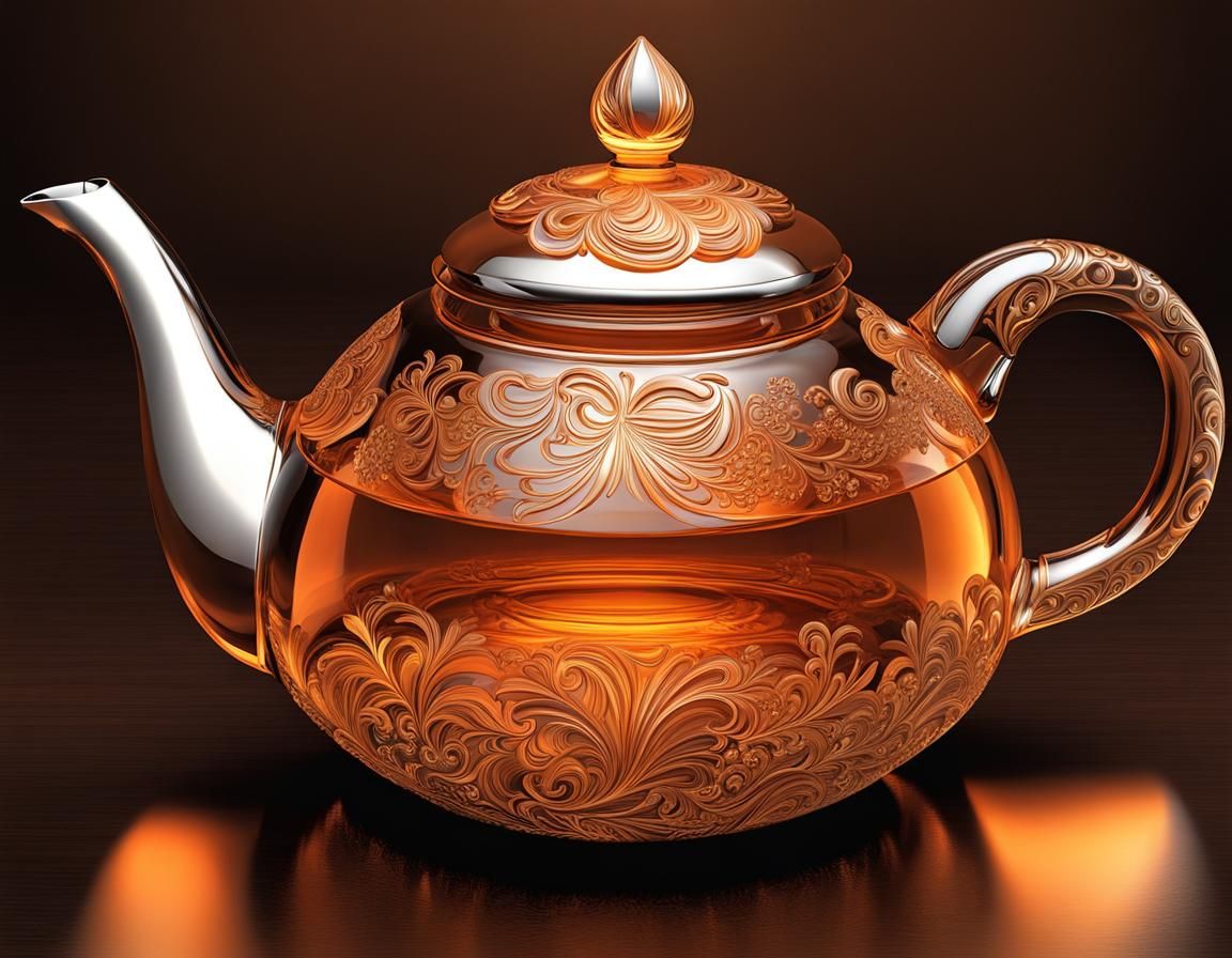 Elegant Embosed Styled Tea Pot ((design on Glass)) - AI Generated ...