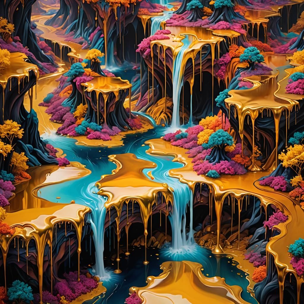 "Drippy Falls" - AI Generated Artwork - NightCafe Creator