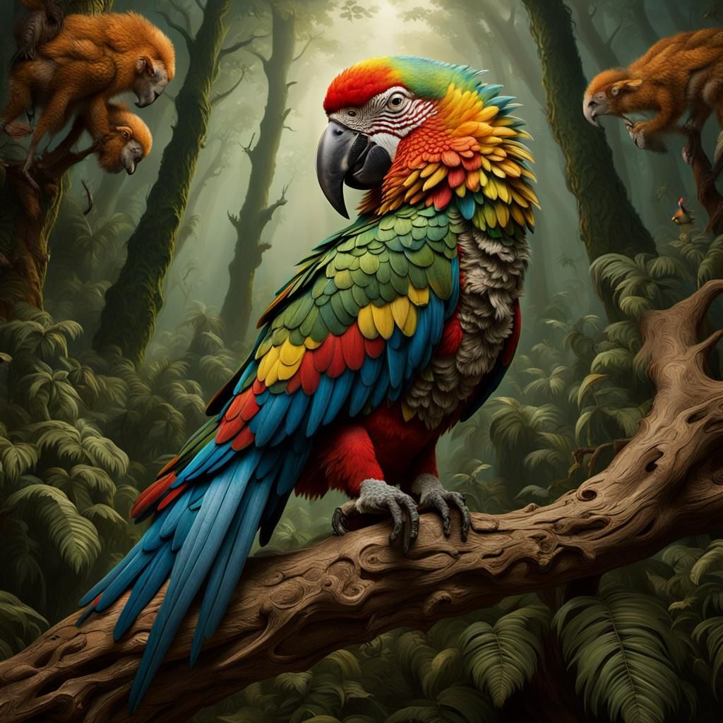 Parot in the jungle.. - AI Generated Artwork - NightCafe Creator