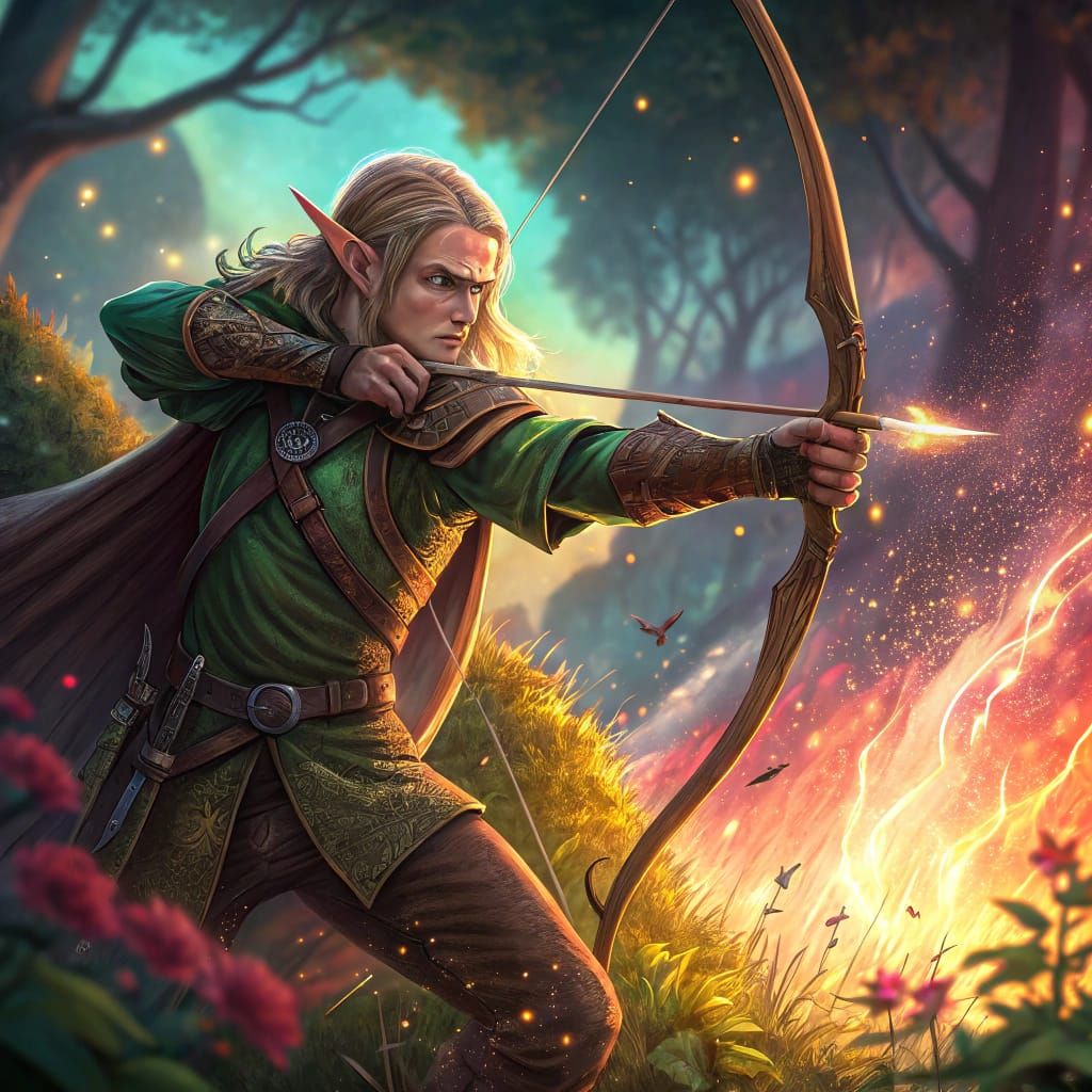 Wood Elf Unleashes Fury with Hyperrealistic Longbow Shot