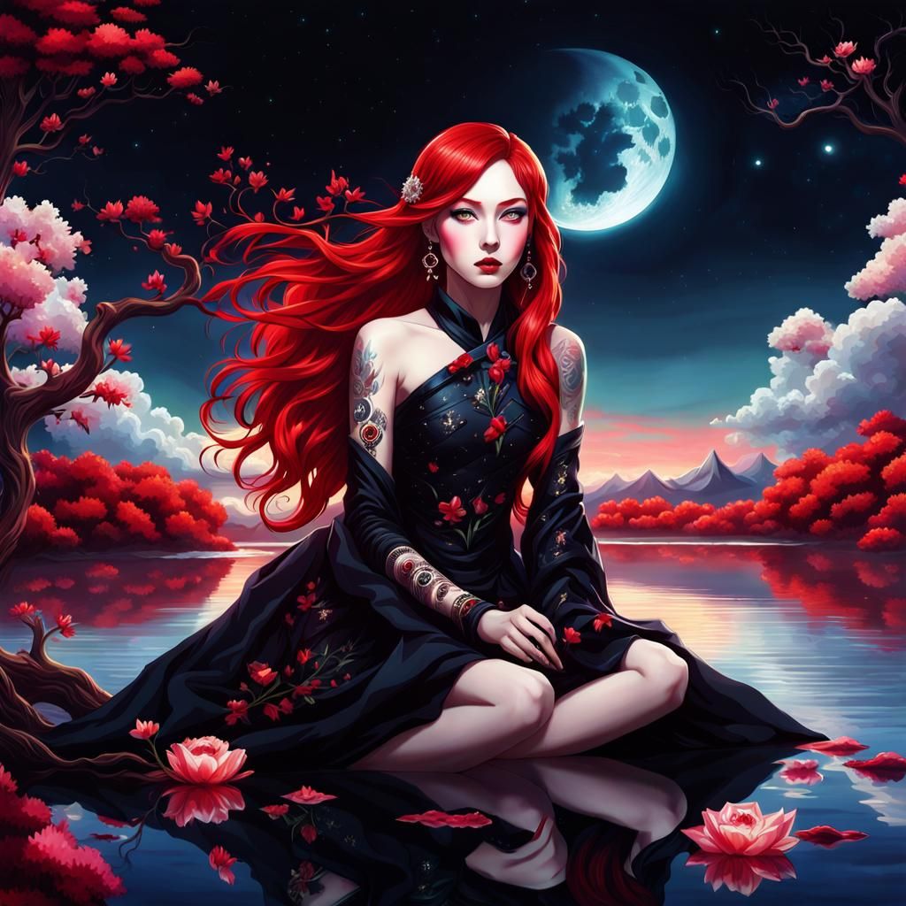 Beautiful Gothic Moon Goddess - AI Generated Artwork - NightCafe Creator