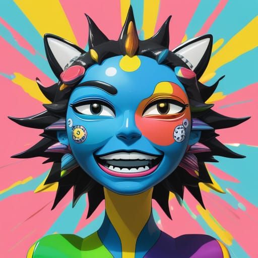 (Focus on Pop Art & Color):** > A pop art, synthetic combinatorial ...