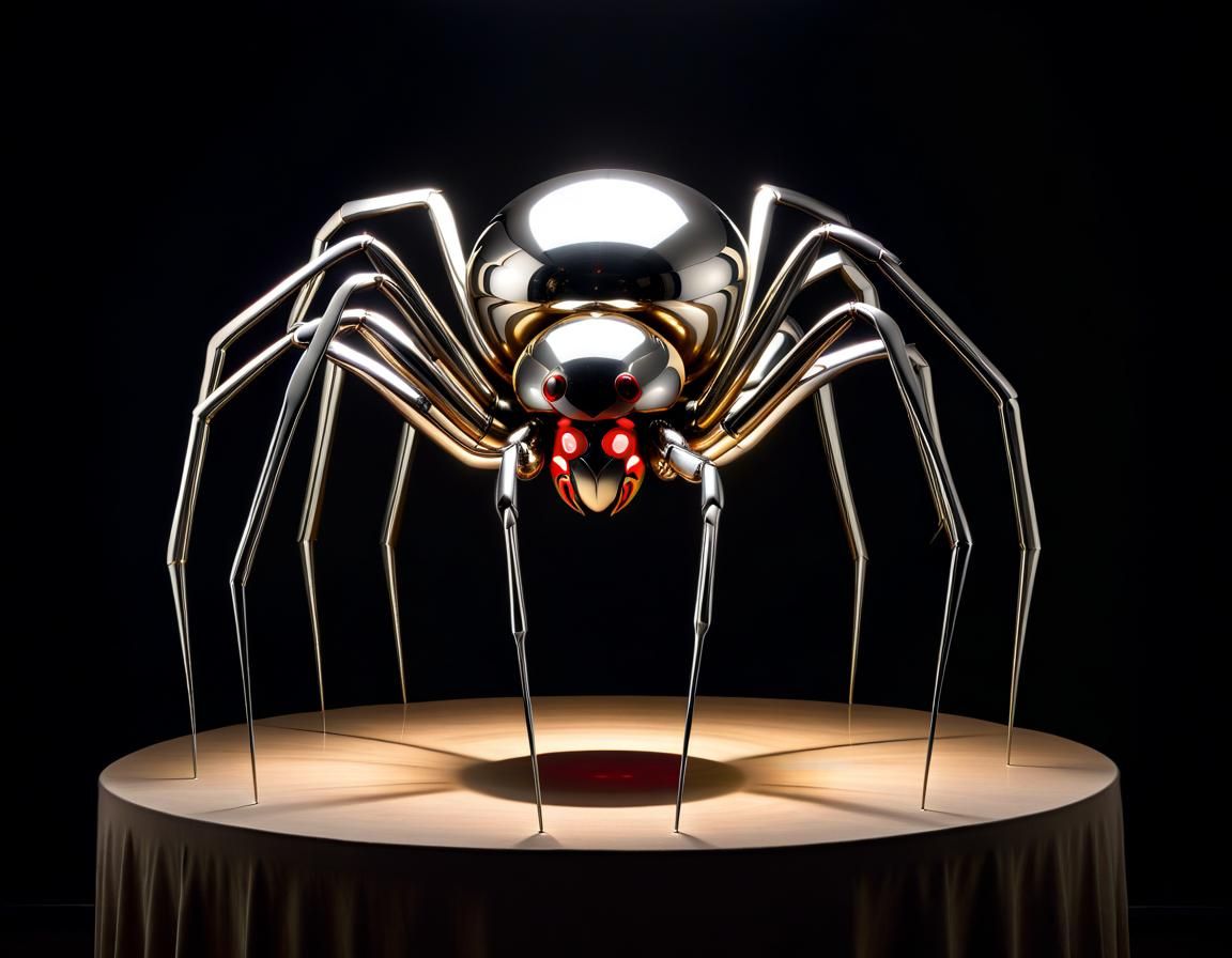 Chrome spider - AI Generated Artwork - NightCafe Creator