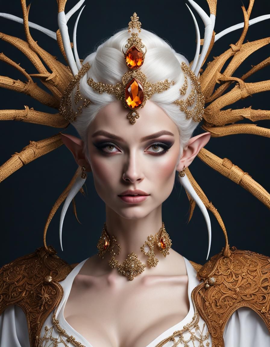 victorian white elf spider queen, gorgeous face like Liv Taylor ...