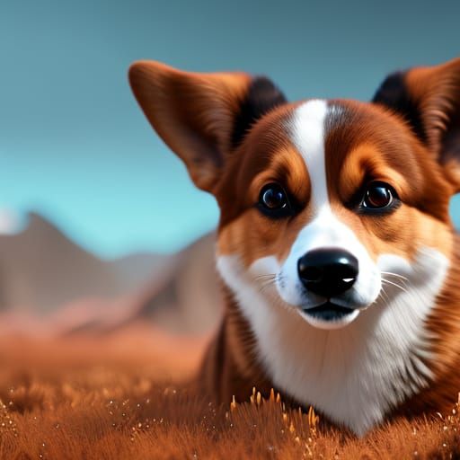closeup of a small cute corgi realistic photgenic - AI Generated ...