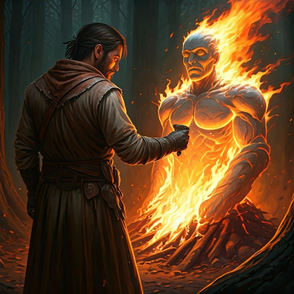 Burning passion extracts the Being from Earth's element of Fire