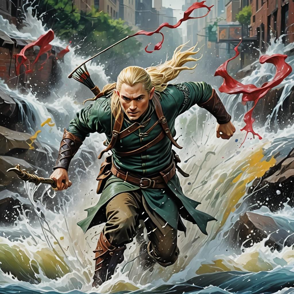 Legolas running through a river of rushing water - AI Generated Artwork ...