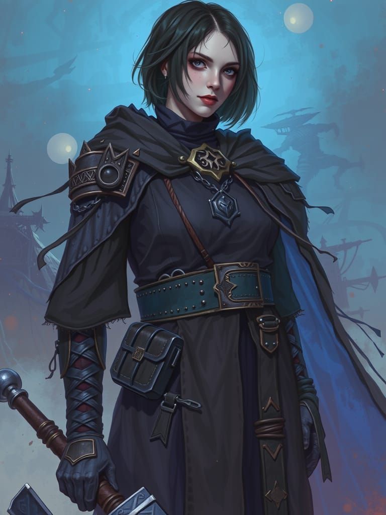 Ethereal Dark Cleric in Haunting Vaesan Realm - AI Art