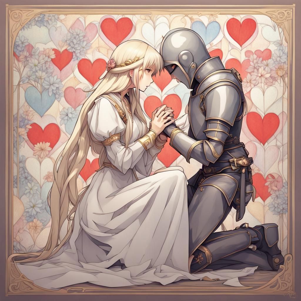 knight kneeling and kissing a lady's hand - AI Generated Artwork ...
