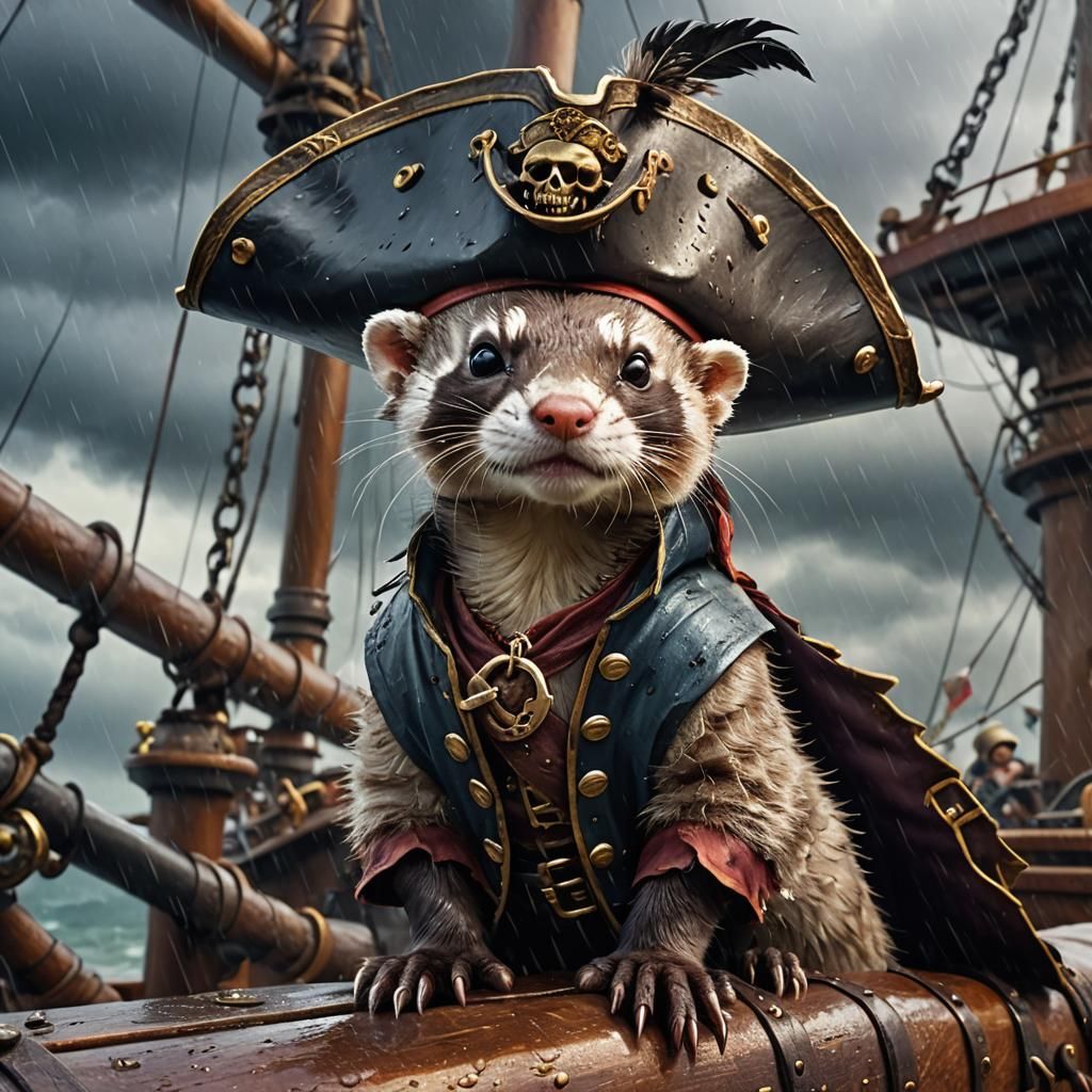 Ferret Pirate on deck - AI Generated Artwork - NightCafe Creator