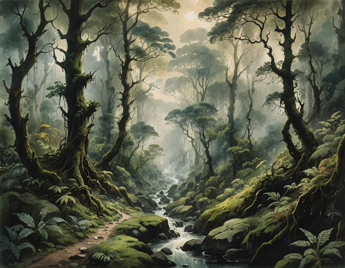 Forest stream - AI Generated Artwork - NightCafe Creator