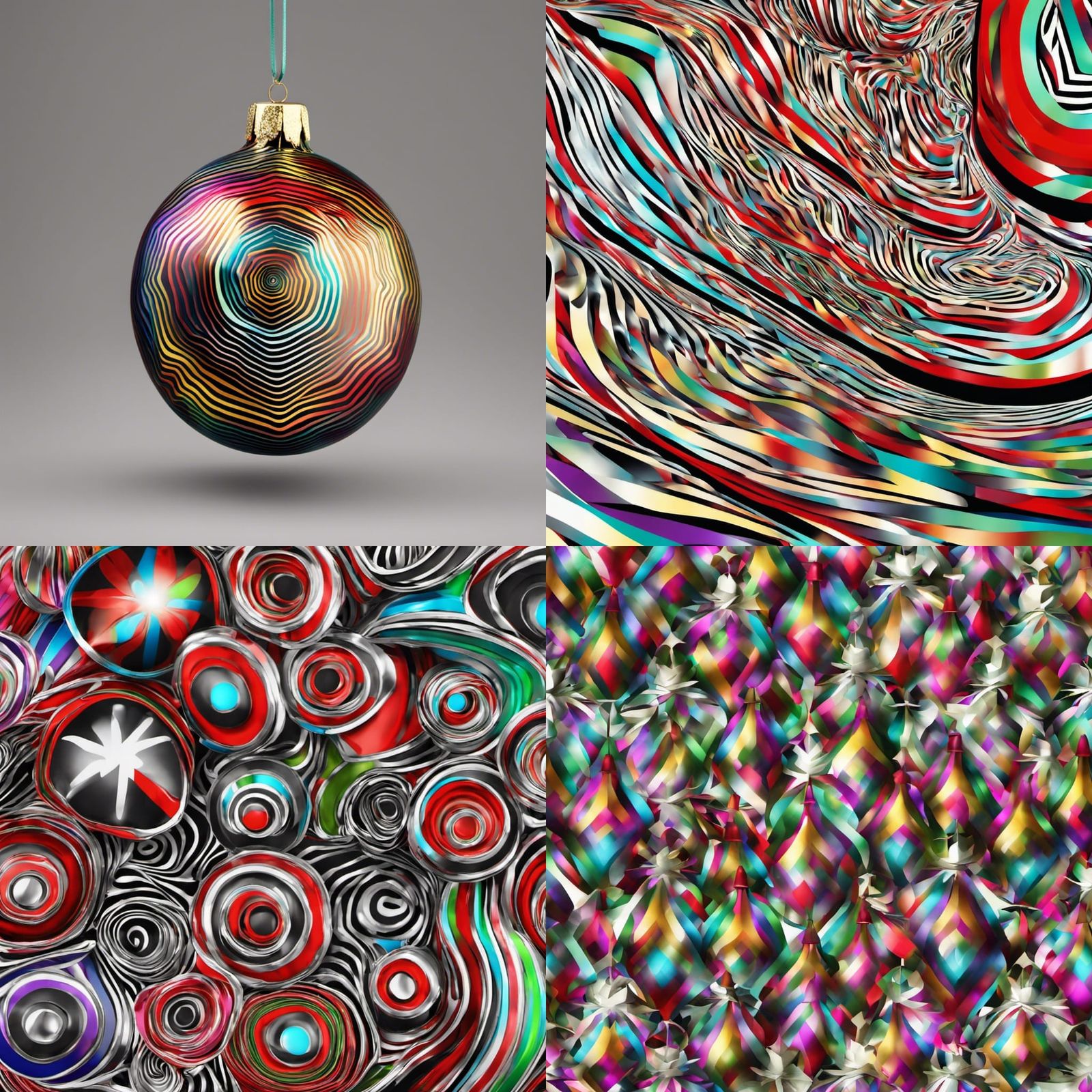 Op art. Christmas ornament. Metallic. Colorful. - AI Generated Artwork ...