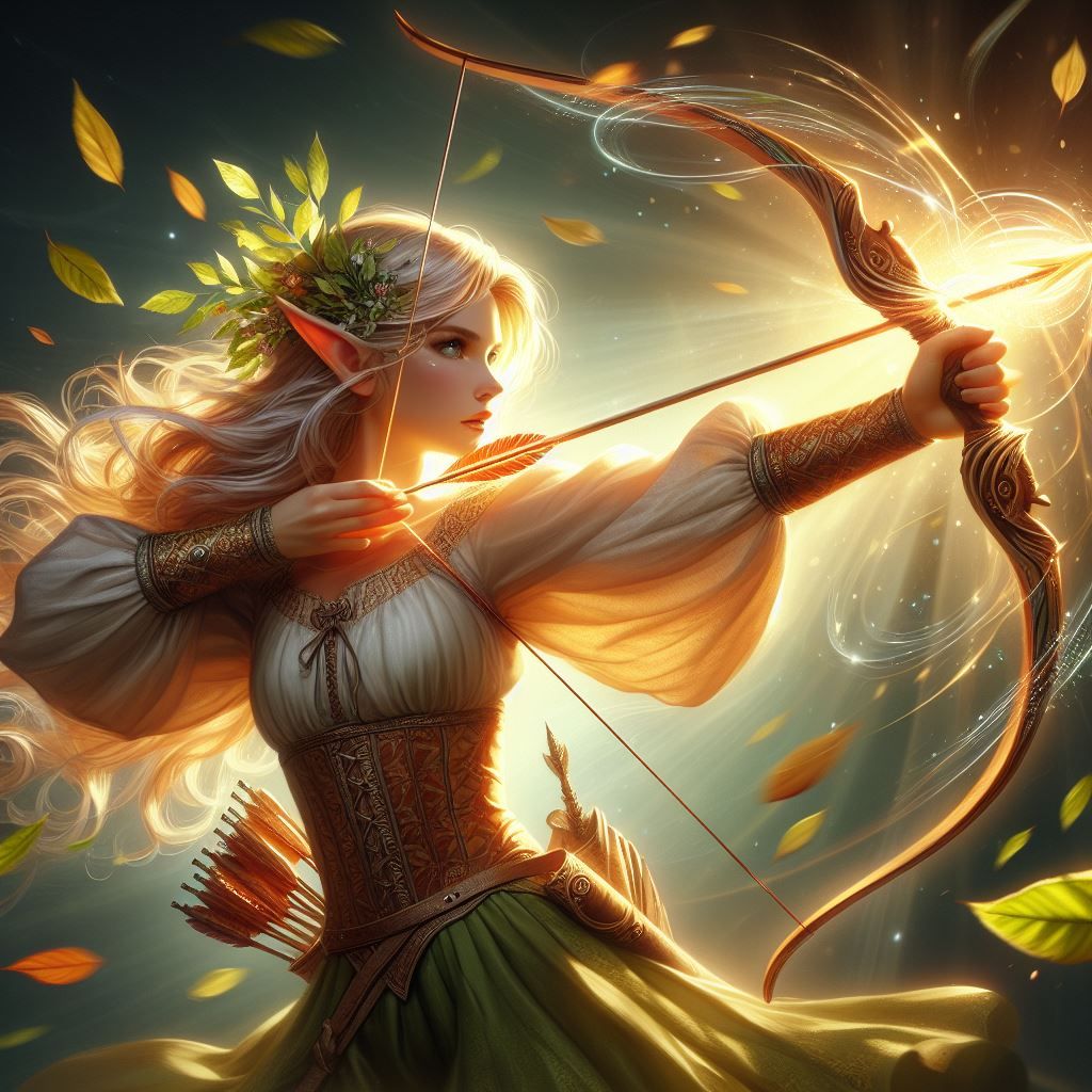 Female elf archer in action by DALL-E 3 - AI Generated Artwork ...