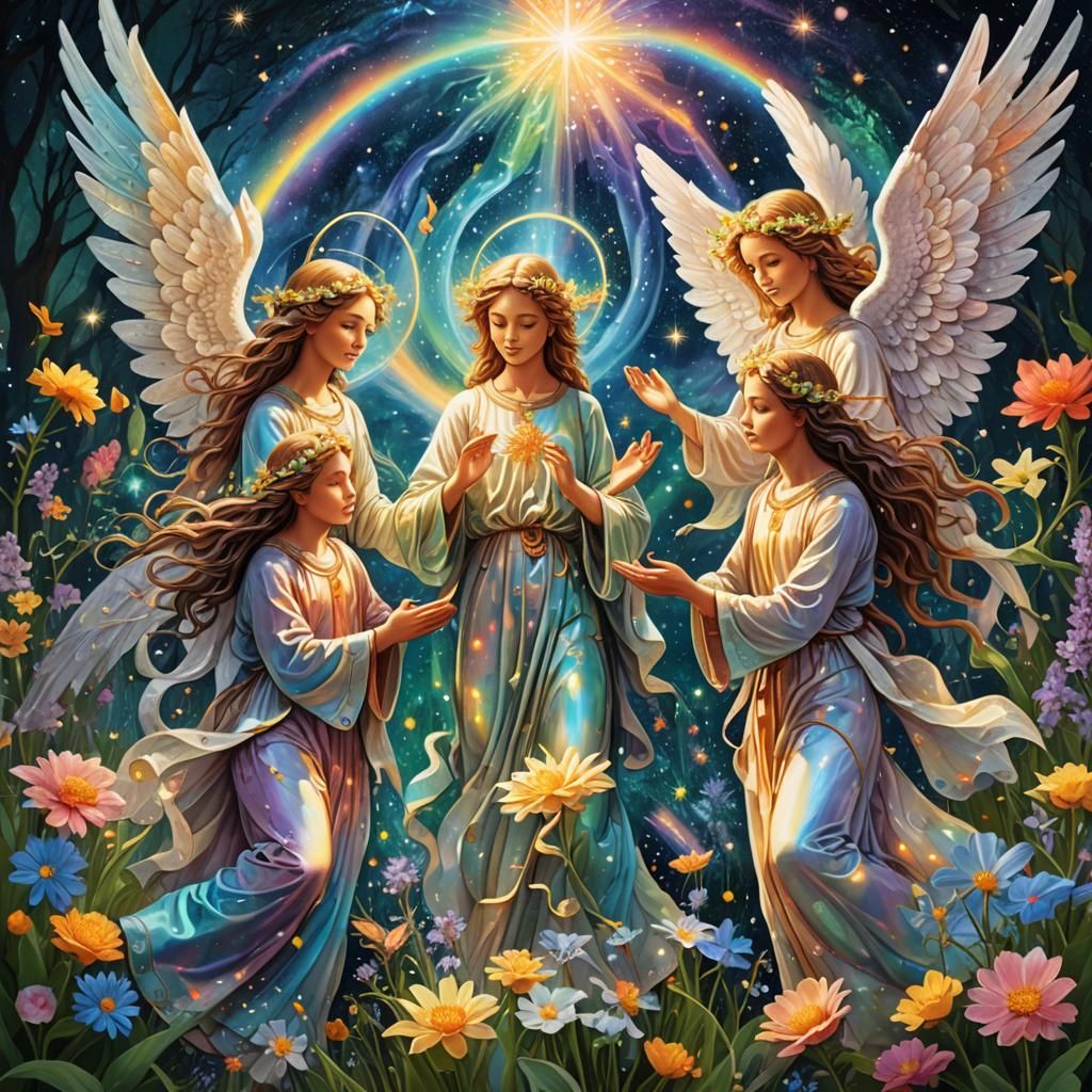 Angels celebrate the blessings of nature and springtime - AI Generated ...