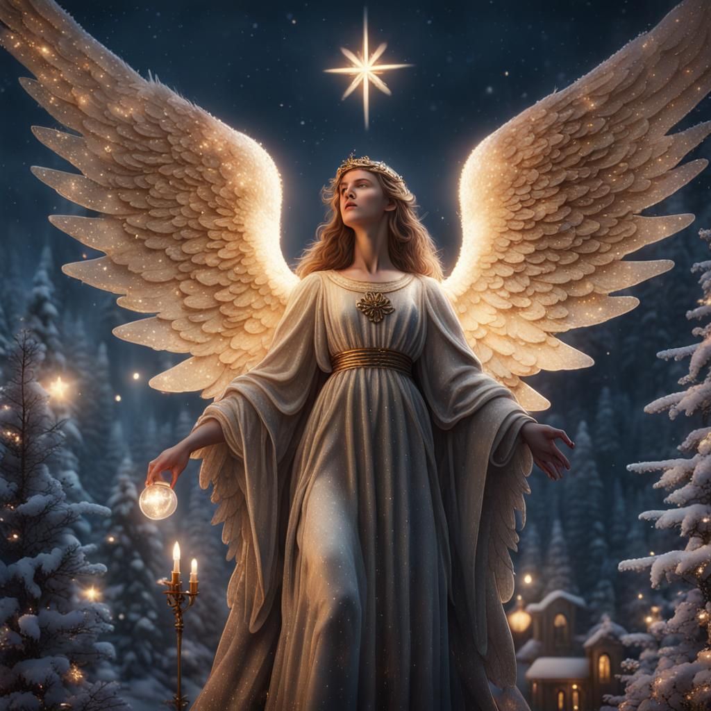 Beautiful Christmas Angel with the Christ Star - AI Generated Artwork ...