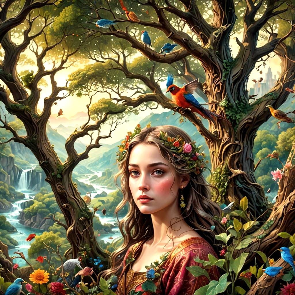 Whimsical Fantasy Portrait: Magical Artist Meets V... - AI Art