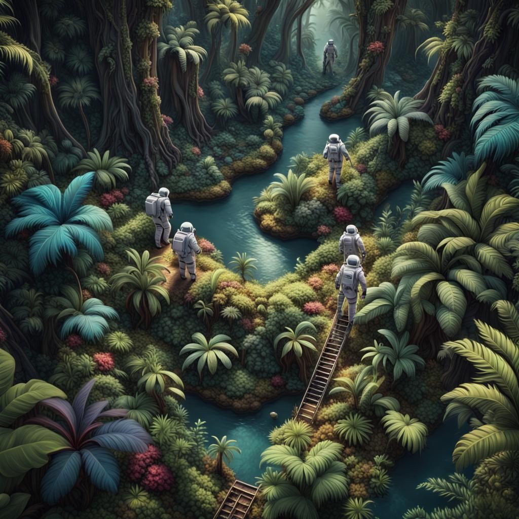 Exploring an alien jungle - AI Generated Artwork - NightCafe Creator