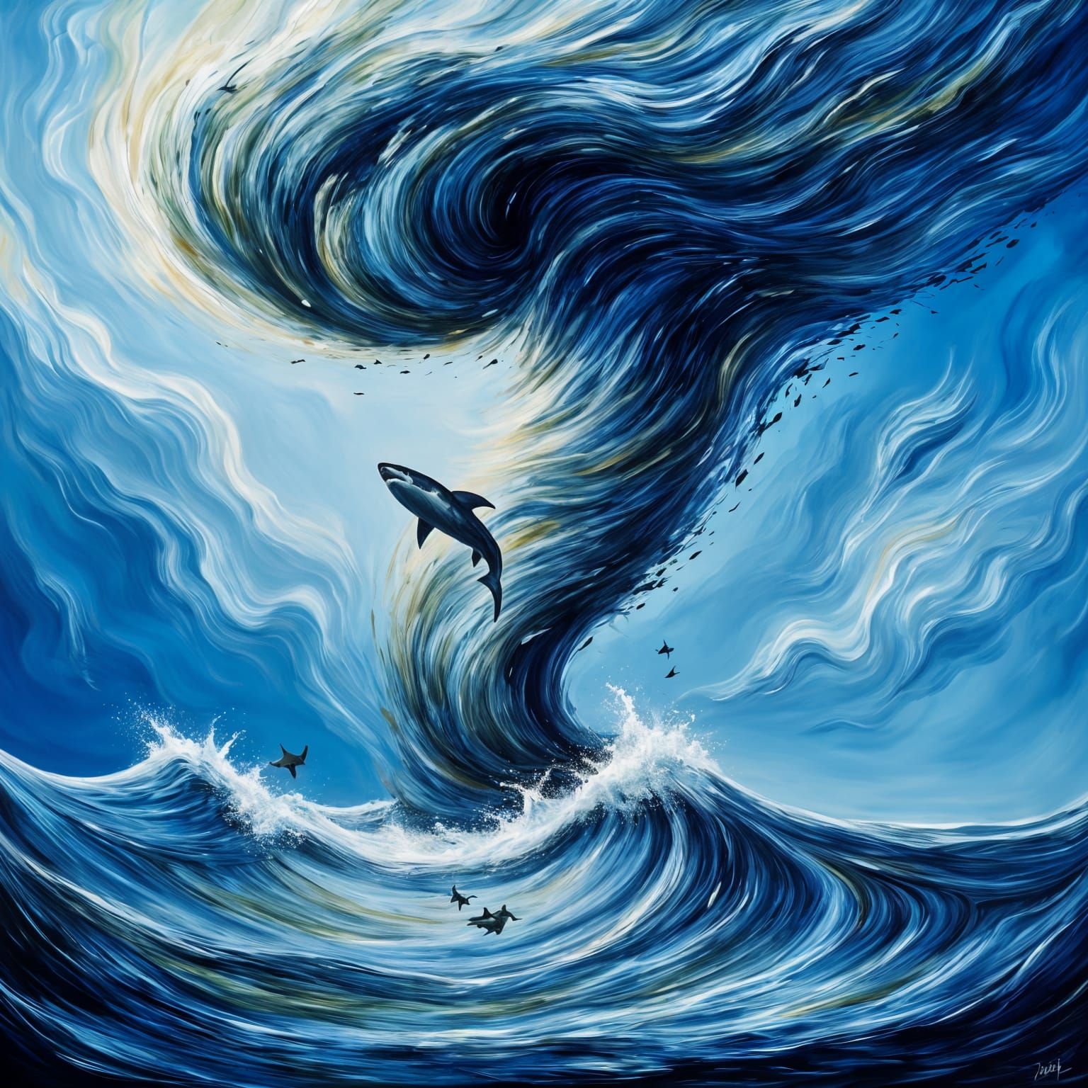 Oh No! It's A Sharknado! - Stormy Shark Vortex in Neo-Impres...