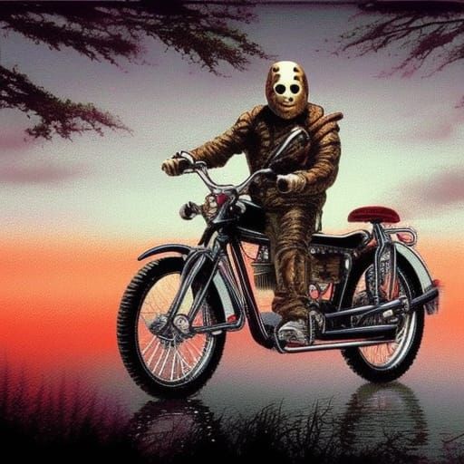 Jason Voorhees - a cool rider - AI Generated Artwork - NightCafe Creator