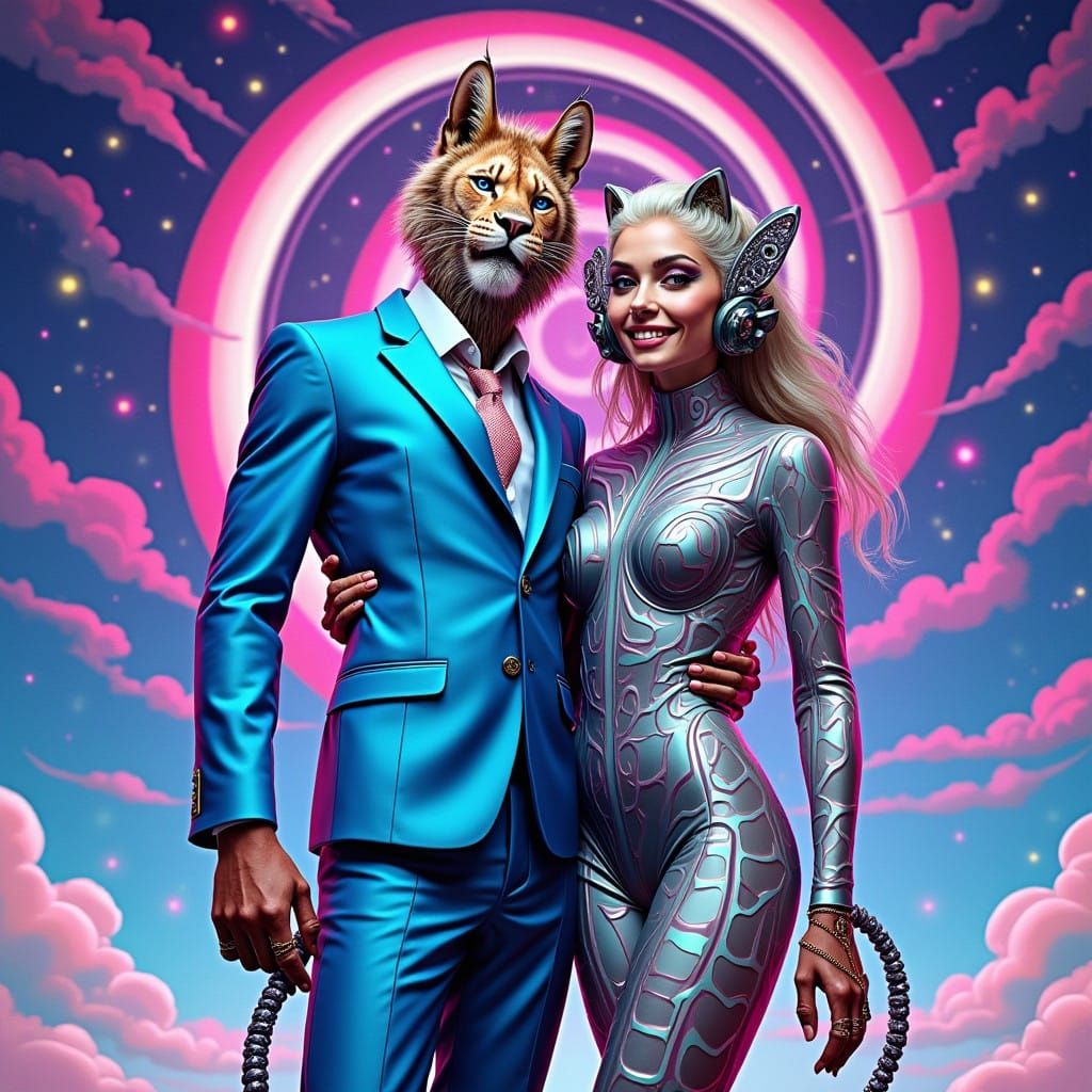 Surrealist Alien Fashion Icons in Retro-Futuristic... - AI Art