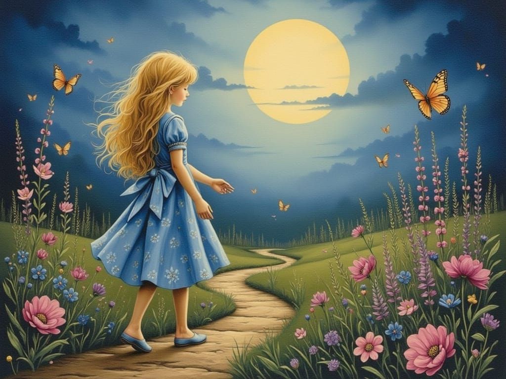 Whimsical Dreamlike Scene of a Young Girl in a Vic... - AI Art