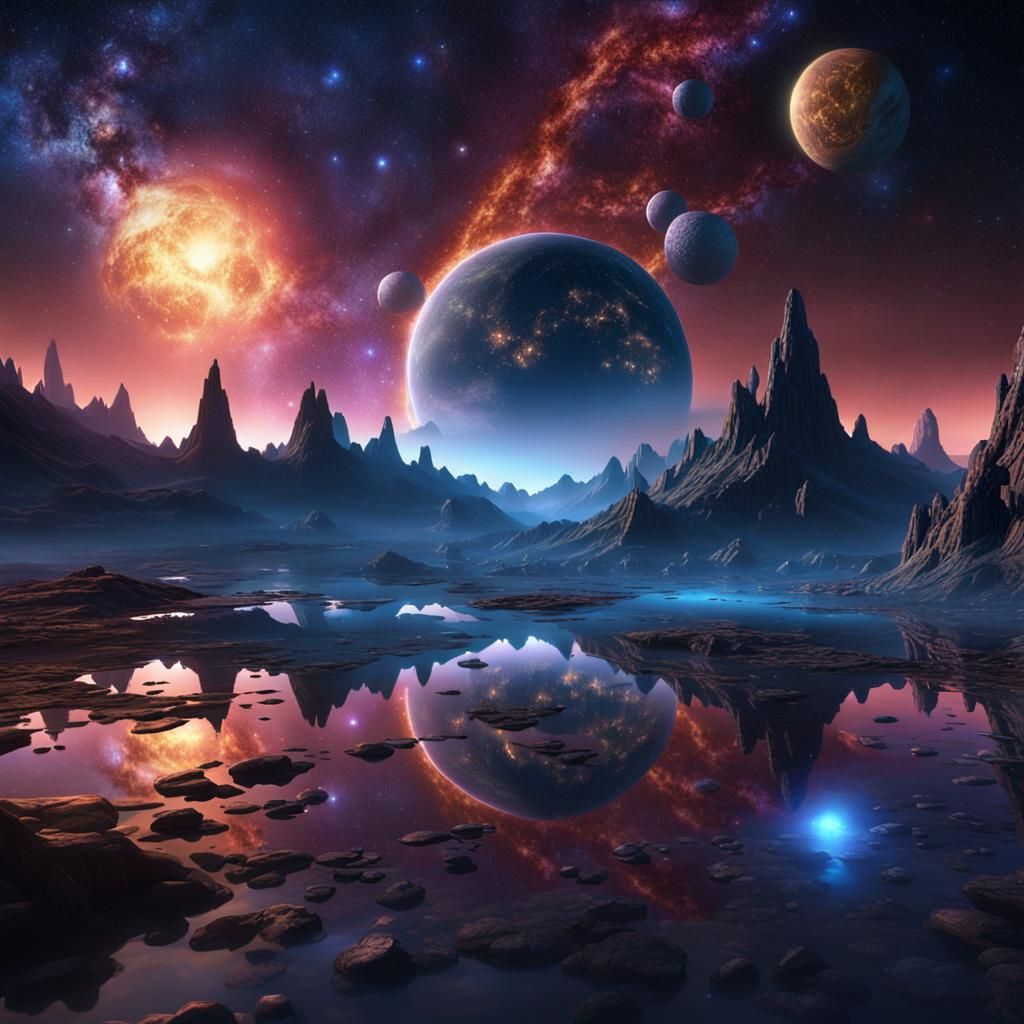 cosmic world reflection - AI Generated Artwork - NightCafe Creator