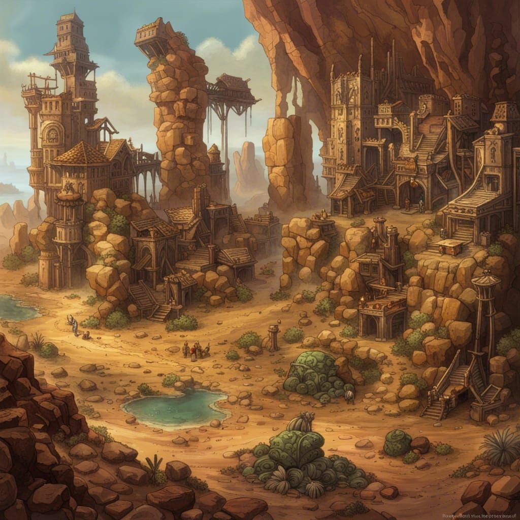 fantasy mining village - AI Generated Artwork - NightCafe Creator