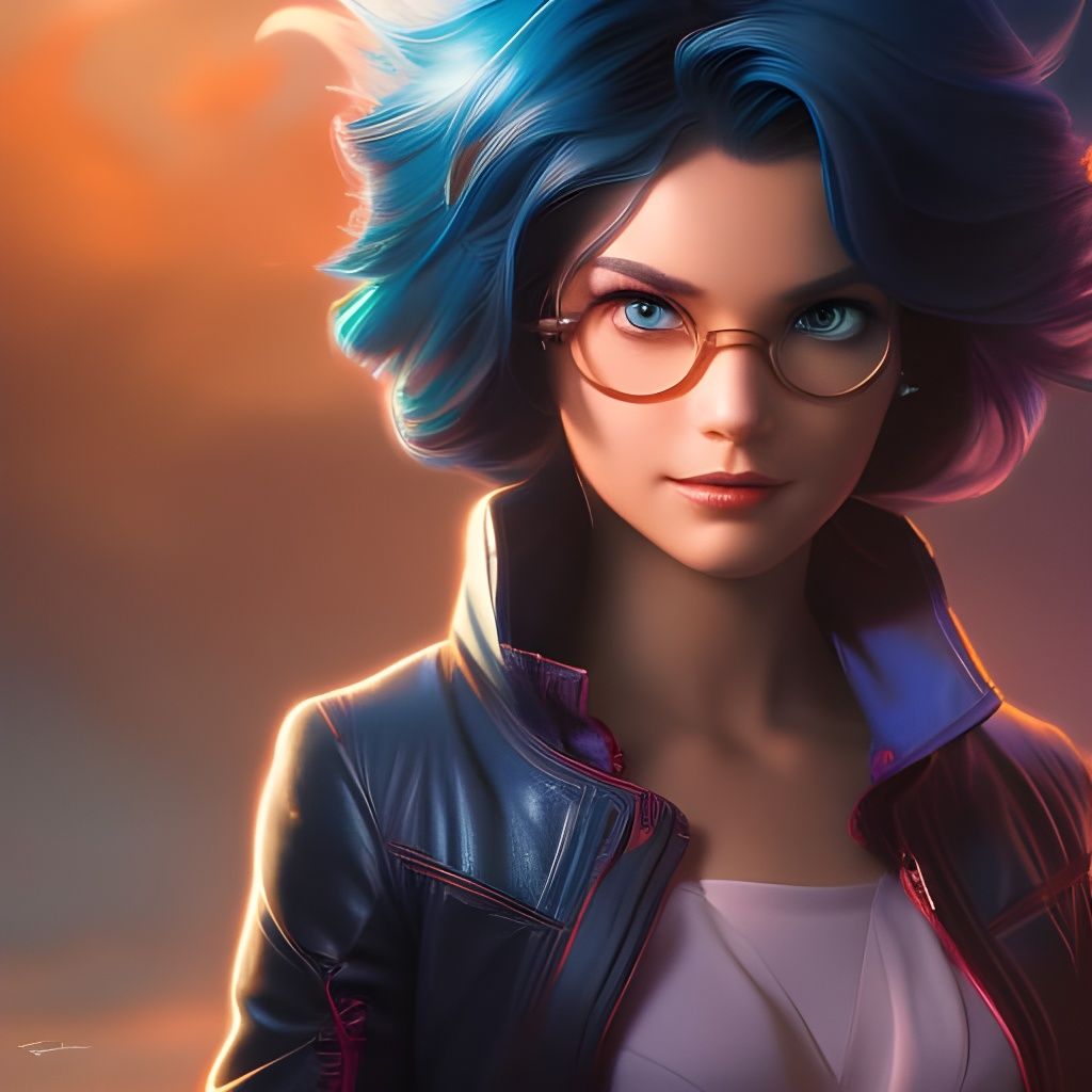 Cute Blue-Haired Girl - AI Generated Artwork - NightCafe Creator