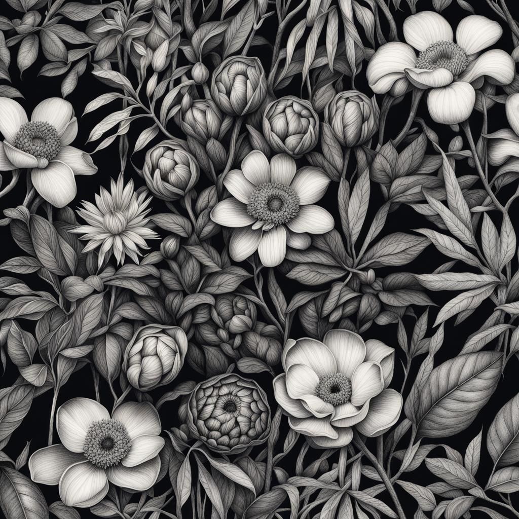 Botanical Ink Drawings - AI Generated Artwork - NightCafe Creator