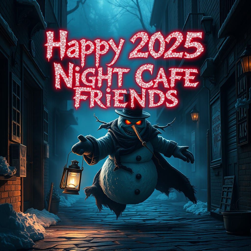 Spectral Night Cafe Marquee in Dark, Gothic Style - AI Art