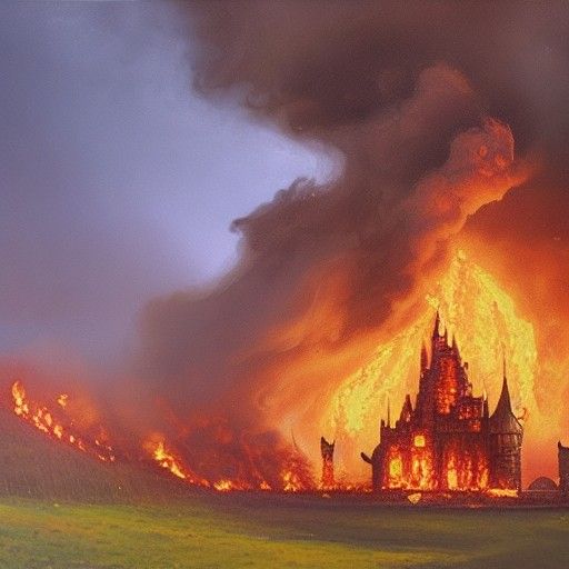 Castle On Fire - AI Generated Artwork - NightCafe Creator