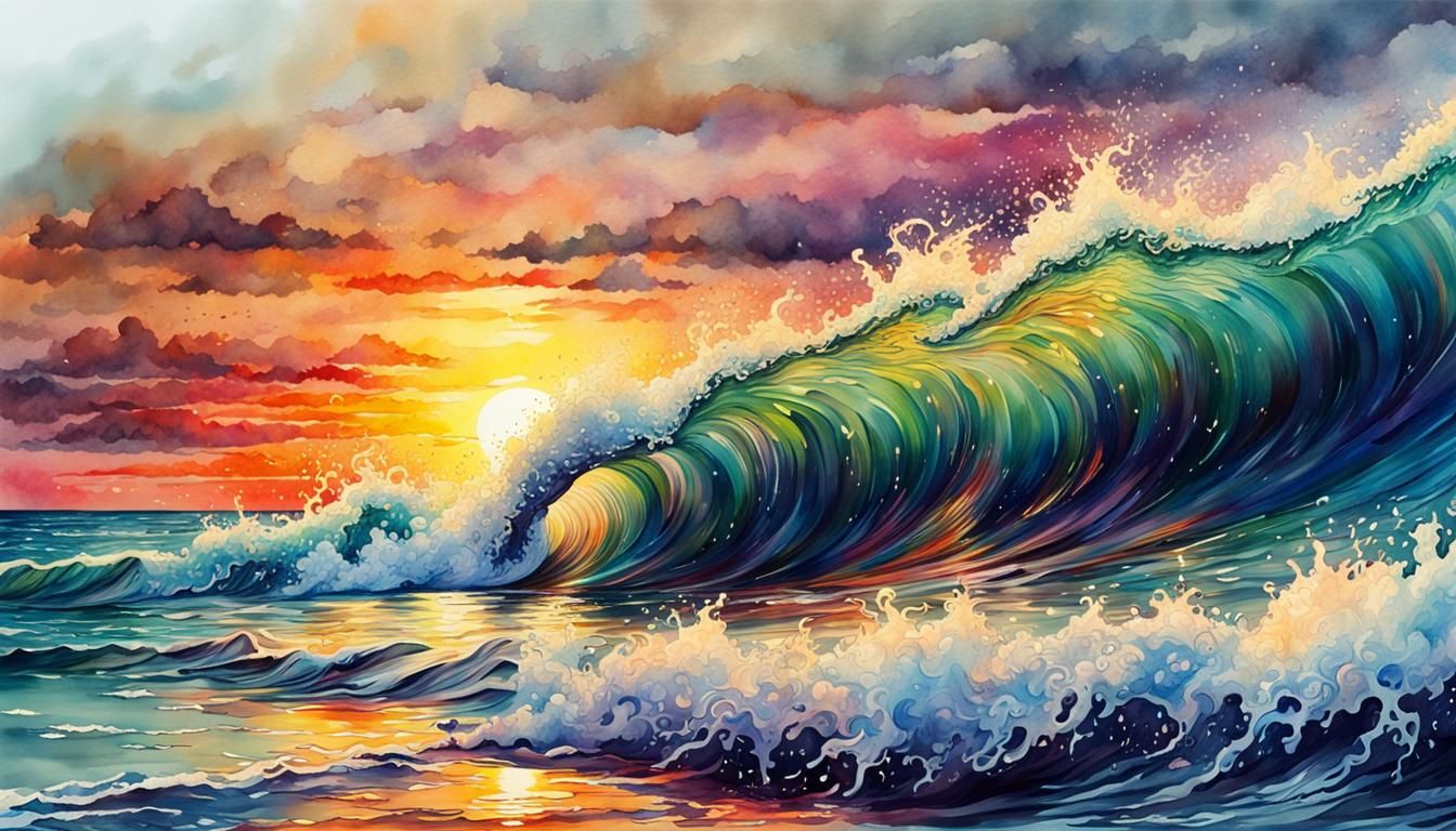Ocean At Sunset - AI Generated Artwork - NightCafe Creator