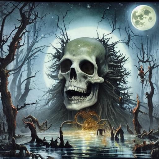 Soft watercolors painting High gothic dead swamp death rotten dying red ...