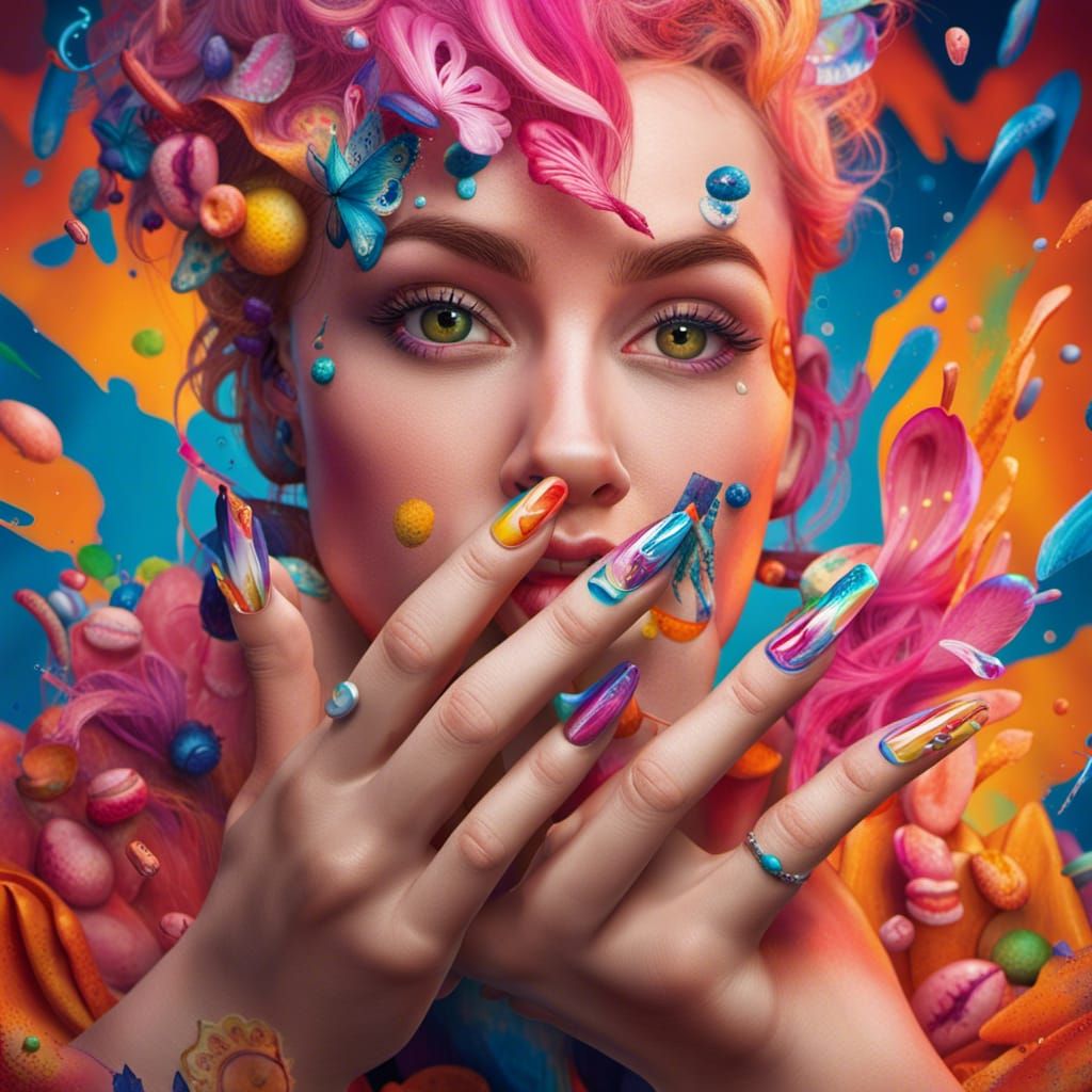 Intricate Fingernail Design in Hyperrealistic Spla... - AI Art