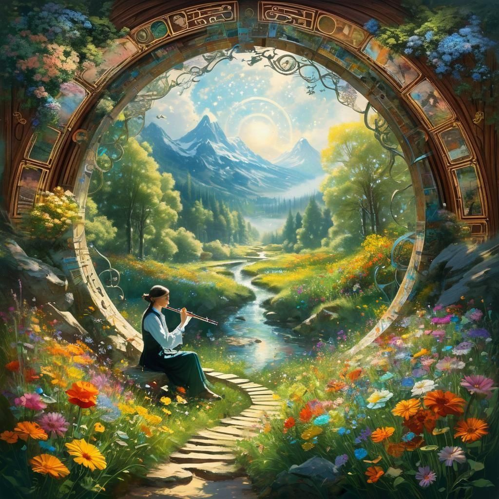 The flutist and the portal #2b - AI Generated Artwork - NightCafe Creator