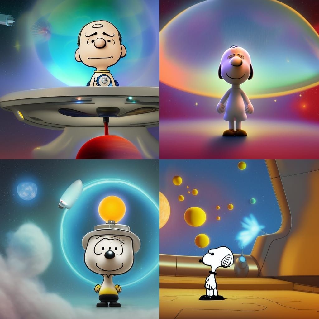 snoopy get beamed up to the starship - AI Generated Artwork - NightCafe Creator