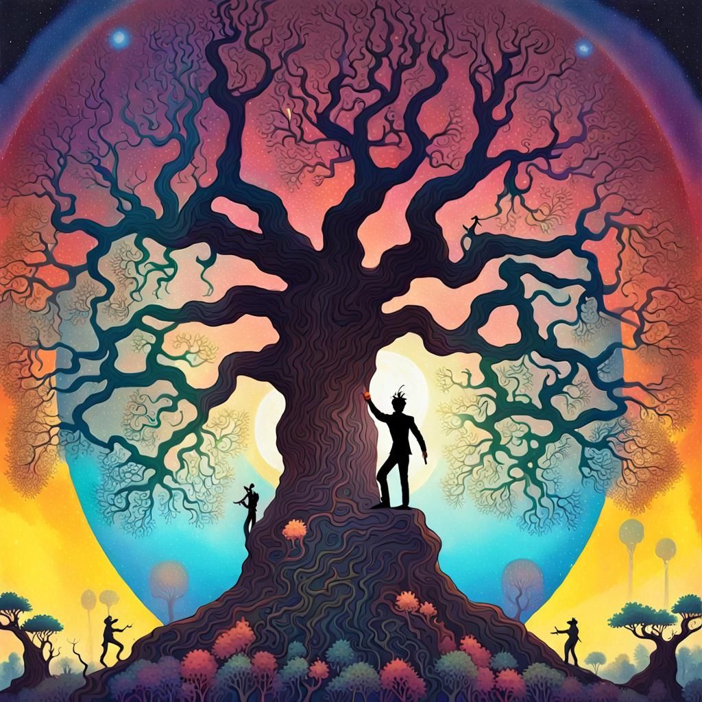 a painting of a man standing in front of a tree, inspired by Aaron ...