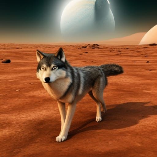 Wolf on Mars - AI Generated Artwork - NightCafe Creator