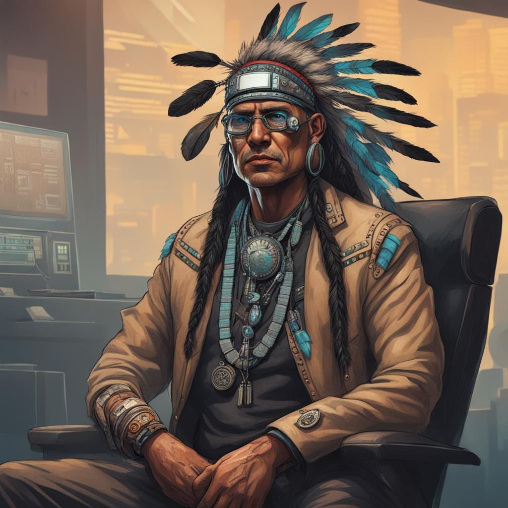 Cyberpunk native American executive - AI Generated Artwork - NightCafe ...