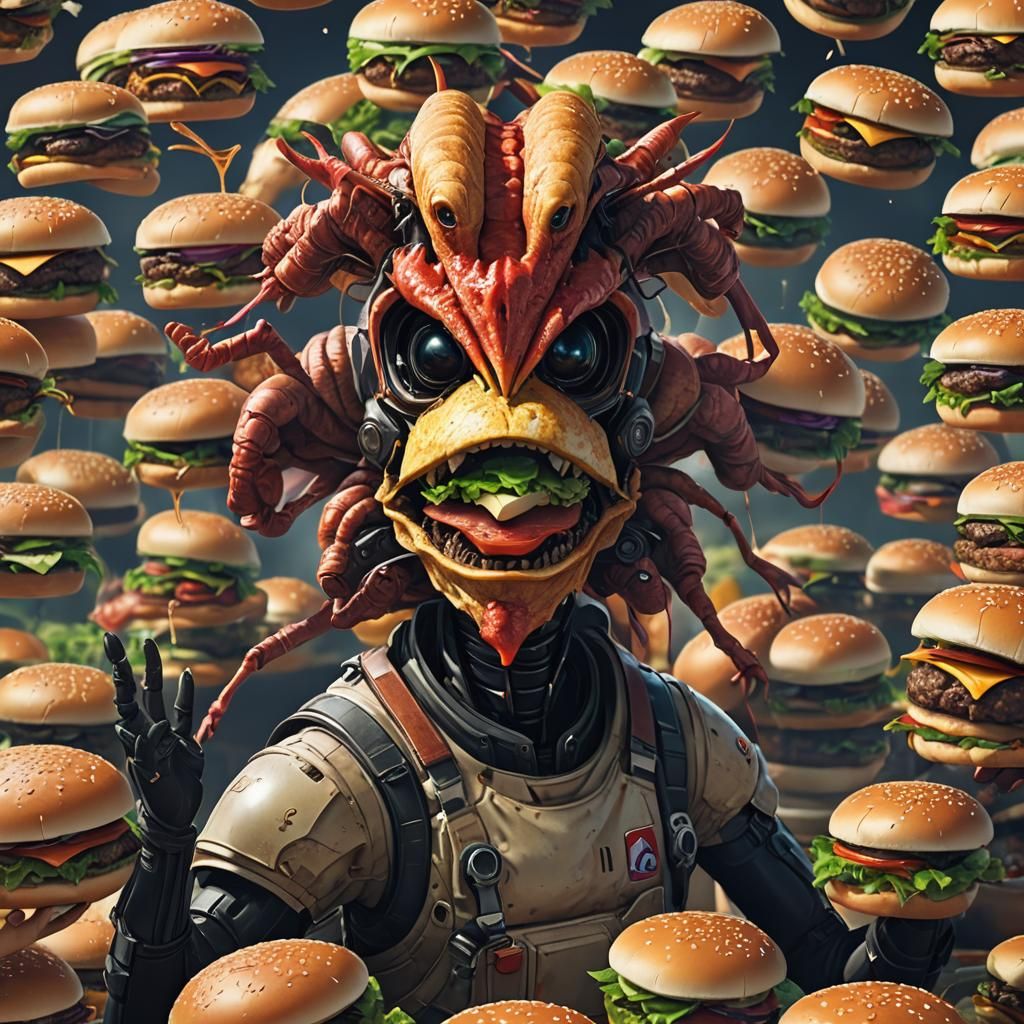 Turkey Burger Alien - AI Generated Artwork - NightCafe Creator